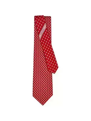 FERRAGAMO Printed Silk Neck Tie - Red