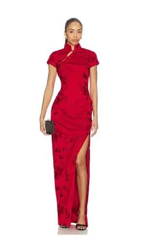 SAU LEE Isabella Embroidered Gown