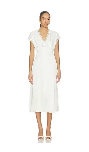 Sleeper The Genus Rosa Satin Dress With Rosette Accent - Ivory