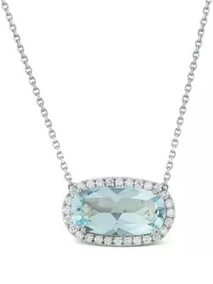 LB EXCLUSIVE Diamond And Aquamarine Pendant Necklace