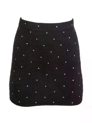 FLEUR DU MAL Rhinestone Knitted Mini Skirt
