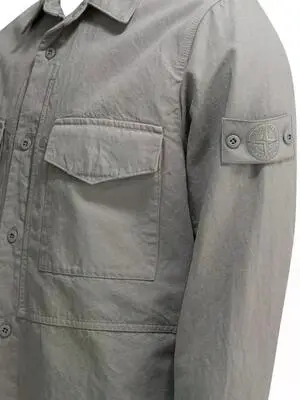 Stone Island Logo-patch Flap-pocket Shirt - Grey