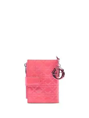 Dior 2016 Patent Cannage Lady French Wallet Small Wallets - Pink