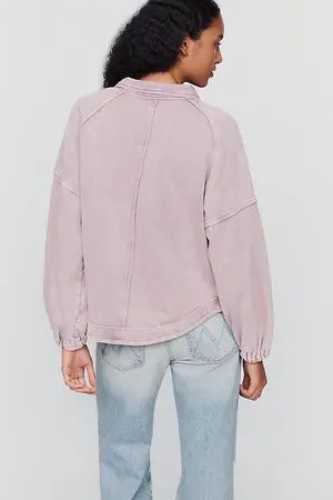 PILCRO Knit Project Canyon Henley Top - Dark Lilac