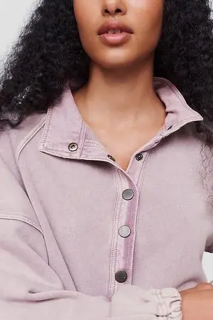 PILCRO Knit Project Canyon Henley Top - Dark Lilac
