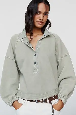 PILCRO Knit Project Canyon Henley Top - Olive