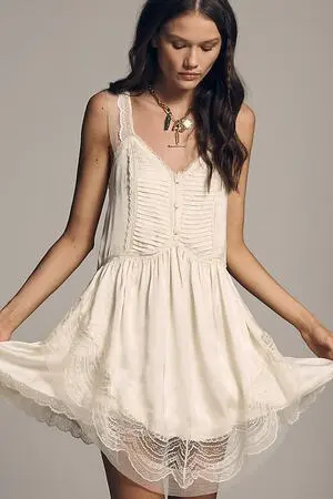 Anthropologie Lacey Satin Slip Dress