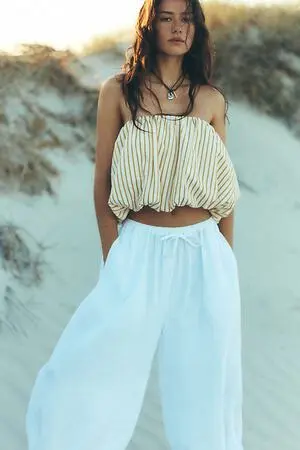 SELF CONTRAST Linen Balloon Pants - White
