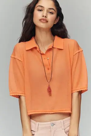 Maeve Short Sleeve Sheer Pullover - Mango