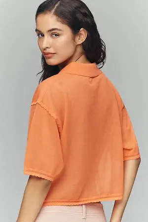 Maeve Short Sleeve Sheer Pullover - Mango