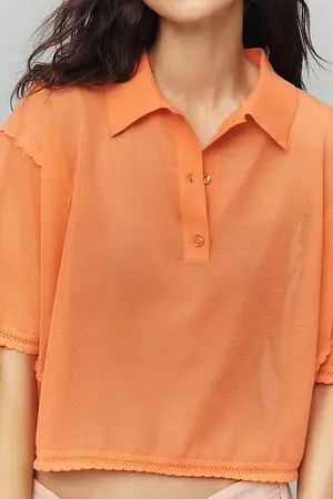 Maeve Short Sleeve Sheer Pullover - Mango