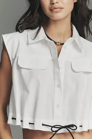 Maeve Cinch-detailed Cropped Buttondown Shirt