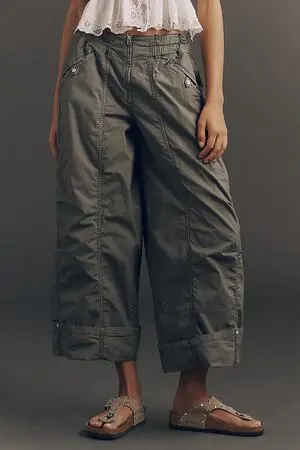 PILCRO Cotton Crop Parachute Pants