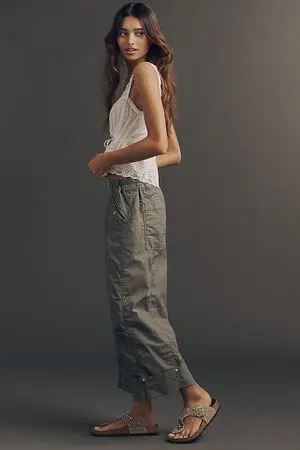 PILCRO Cotton Crop Parachute Pants