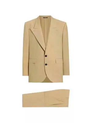 Dolce & Gabbana Single-breasted Suit In Tweed Linen - Neutrals