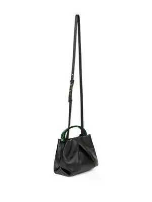 Dries Van Noten Pleated Leather Tote - Black
