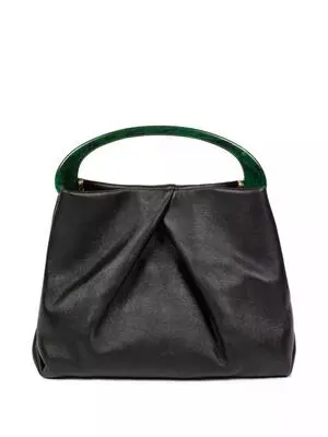 Dries Van Noten Pleated Leather Tote - Black