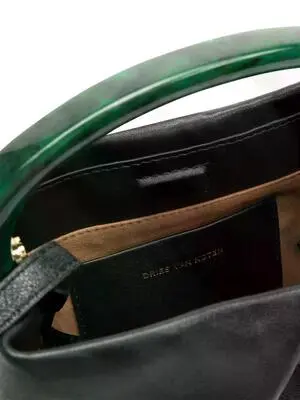 Dries Van Noten Pleated Leather Tote - Black