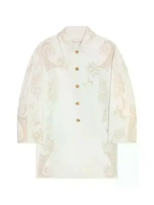 Dries Van Noten Embroidered Cotton Coat - White