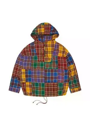 DENIM TEARS Mvp Plaid Patchwork Zip-collar Hoodie