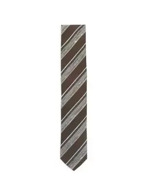LARDINI Striped Neck Tie - Brown