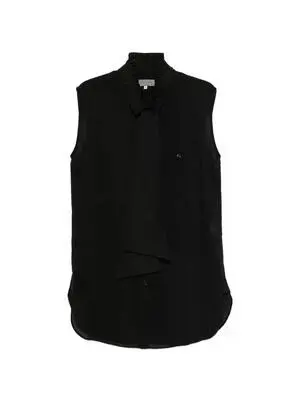 Yohji Yamamoto Sleeveless Tie Detailed Top