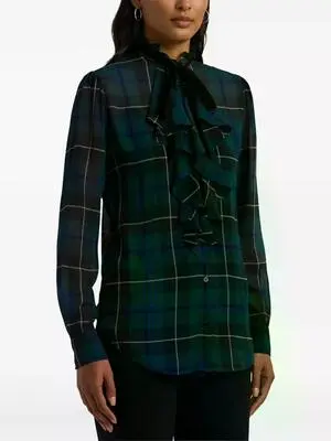 Ralph Lauren Ruffled-neck Plaid Shirt
