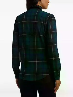 Ralph Lauren Ruffled-neck Plaid Shirt