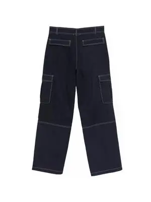 CARRER Contrast-stitch Cargo Trousers - Blue