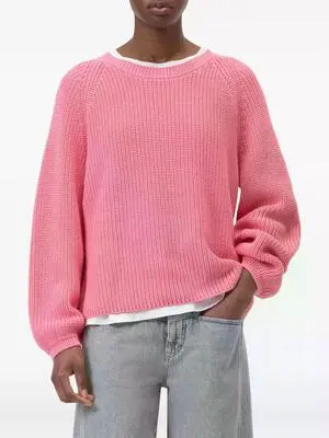 Closed Long Sleeve Crewneck Sweater - Pink