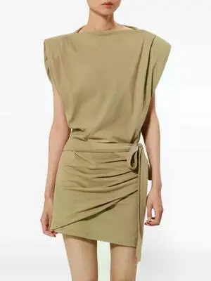Isabel Marant Étoile Marielle Wrap-style Mini Dress With Padded Shoulders - Neutrals