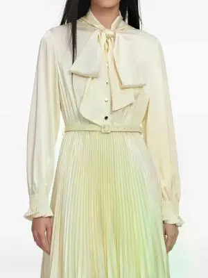 SELF-PORTRAIT Bow-detailed Pleated Midi Dress
