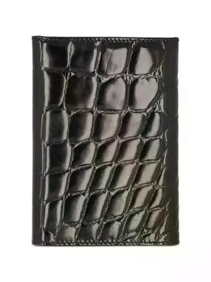 Vintage Croc-embossed Bifold Wallet - Black