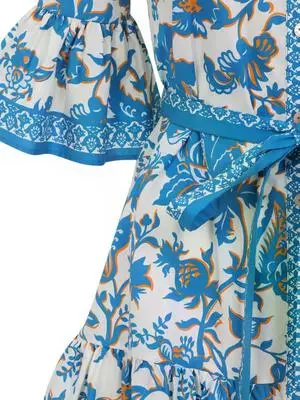 Etro Floral-detail Bell-sleeve Mini Dress
