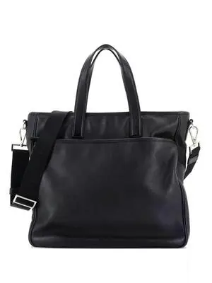 Prada Convertible Front Pocket Briefcase Leather Medium Tote Bag