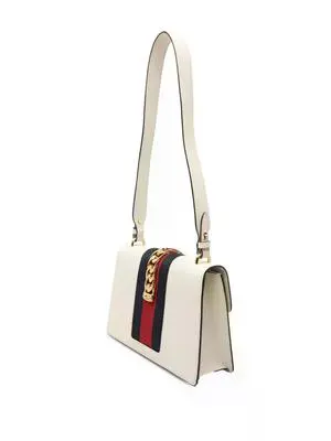 Gucci Small Leather Sylvie Web Satchel - White