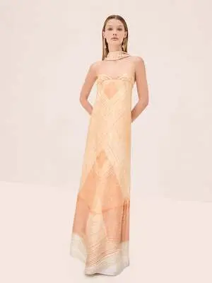 Alexis Dianne Strapless Maxi Dress - Melon