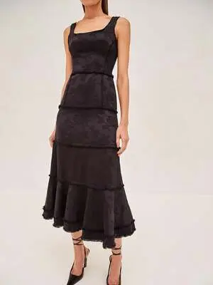Alexis Corina Dress Floral Embroidered Tiered Midi