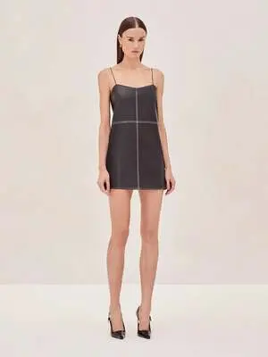 Alexis Amery Vegan Leather Mini Dress - Black