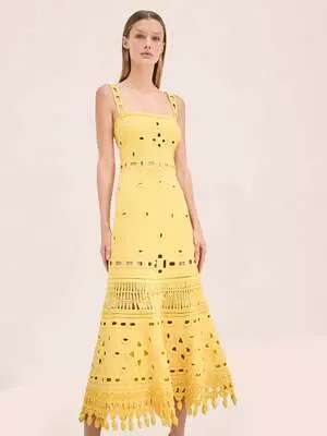 Alexis Evelyn Midi Dress - Saffron