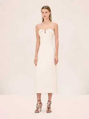 Alexis Donella Strapless Midi Dress - Ivory