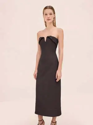 Alexis Donella Strapless Midi Dress - Black