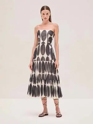 Alexis Dawne Printed Strapless Midi Dress