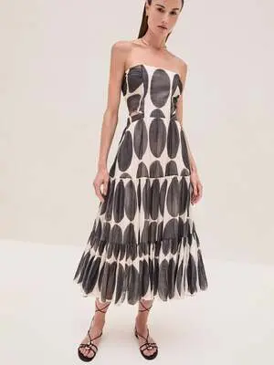 Alexis Dawne Printed Strapless Midi Dress