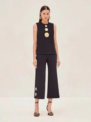 Alexis Amell Top With Gold-tone Coin Embellishments