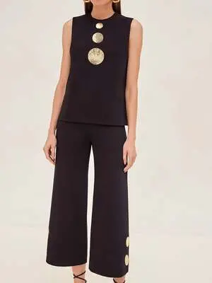 Alexis Amell Top With Gold-tone Coin Embellishments
