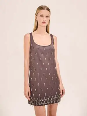 Alexis Delma Mini Dress - Beaded Brown