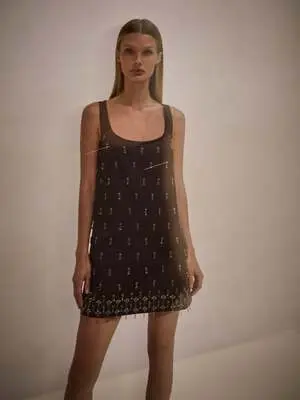 Alexis Delma Mini Dress - Beaded Brown