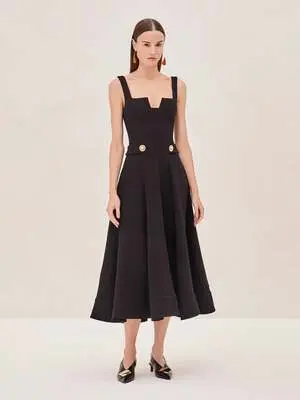 Alexis Fiore Dress With Square Neckline And Button Detail