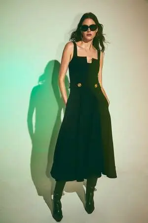 Alexis Fiore Dress With Square Neckline And Button Detail